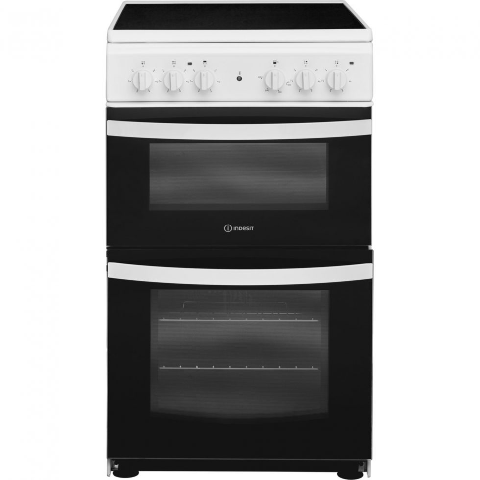 Indesit ID5V92KMW 50cm Twin Cavity Electric Cooker in White, Ceramic ...