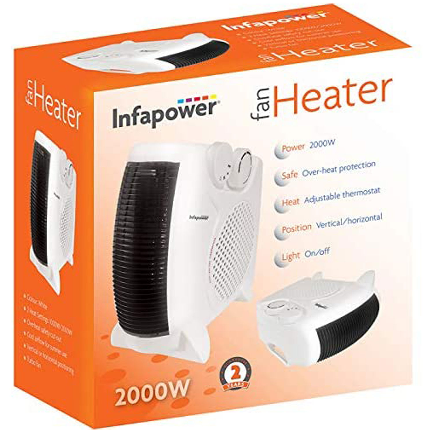 Infapower Dual Position Turbo Fan Heater 2000W 2 Heat Settings | Pooles ...