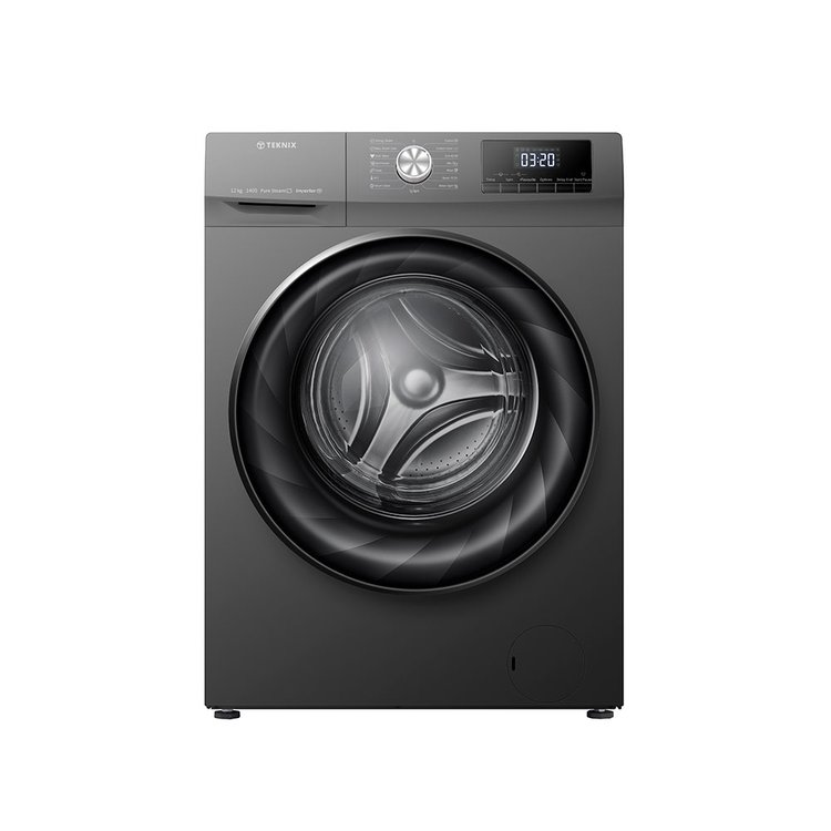 TEKNIX 12kg 1400spin Freestanding Washer, Titanium | Pooles Domestics